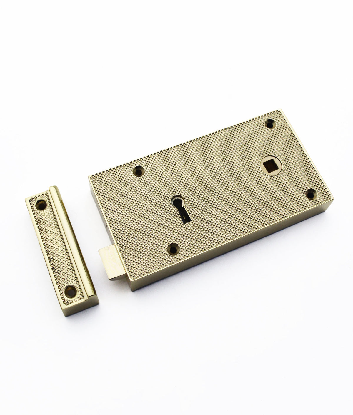 Woodrow Pattern Rim Lock | A&H Brass