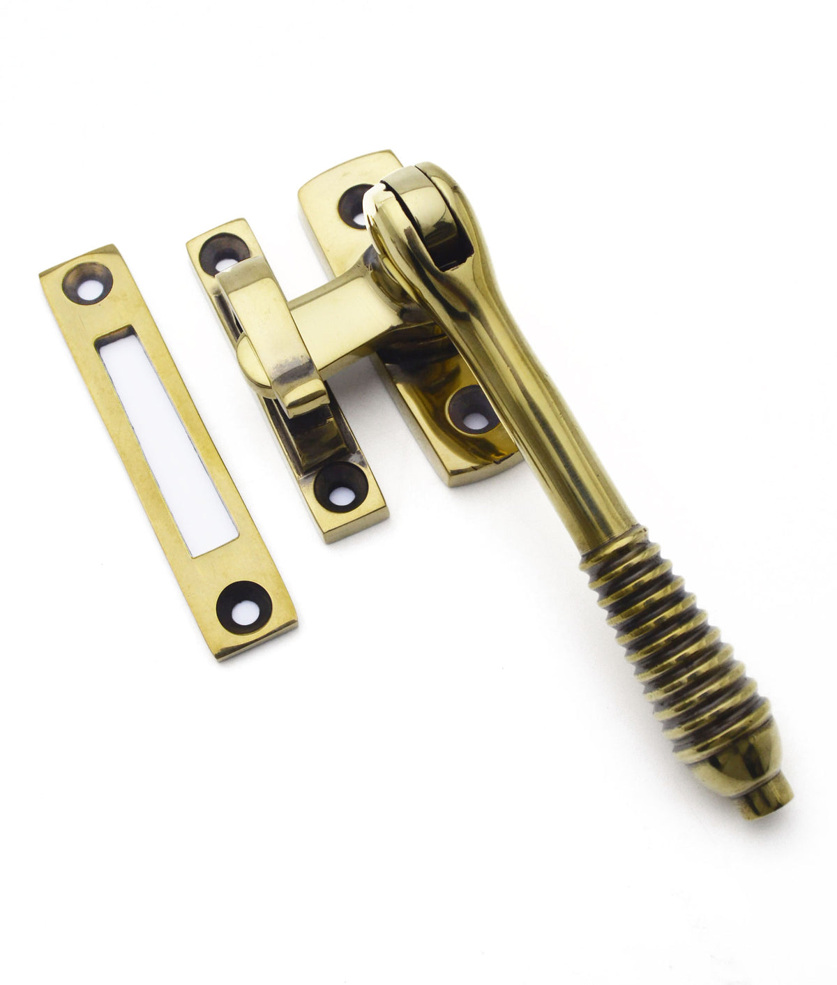 Unlacquered Polished Brass Reeded Casement Window Fastener | A&H Brass