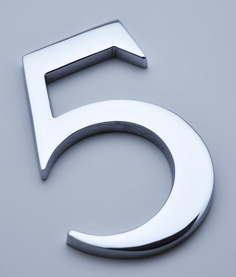 Classic Numeral 5, Pin Fix, 102mm — A&H Brass
