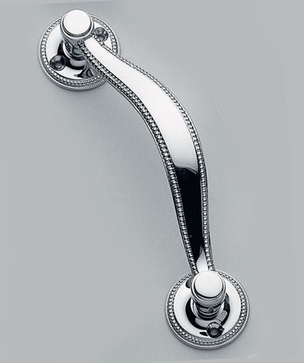 Ritz Curved Pull Handle on Roses — A&H Brass